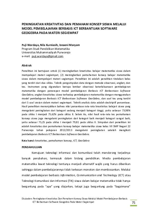 (PDF) Peningkatan Kreativitas Dan Pemaham Konsep Siswa Melalui Model Pembelajaran Berbasis Ict ...