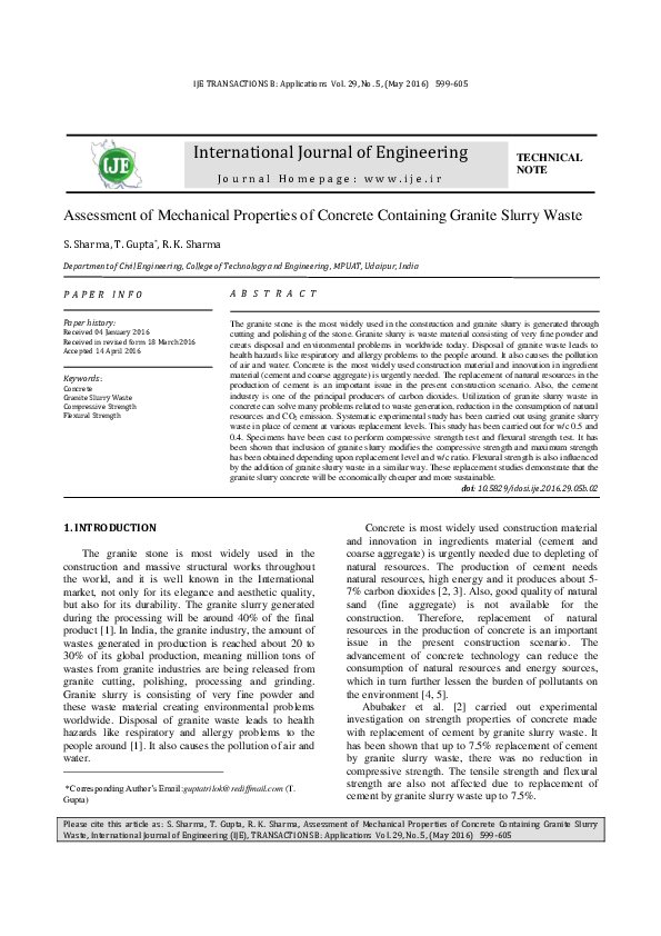 (PDF) Assessment of Mechanical Properties of Concrete Containing ...