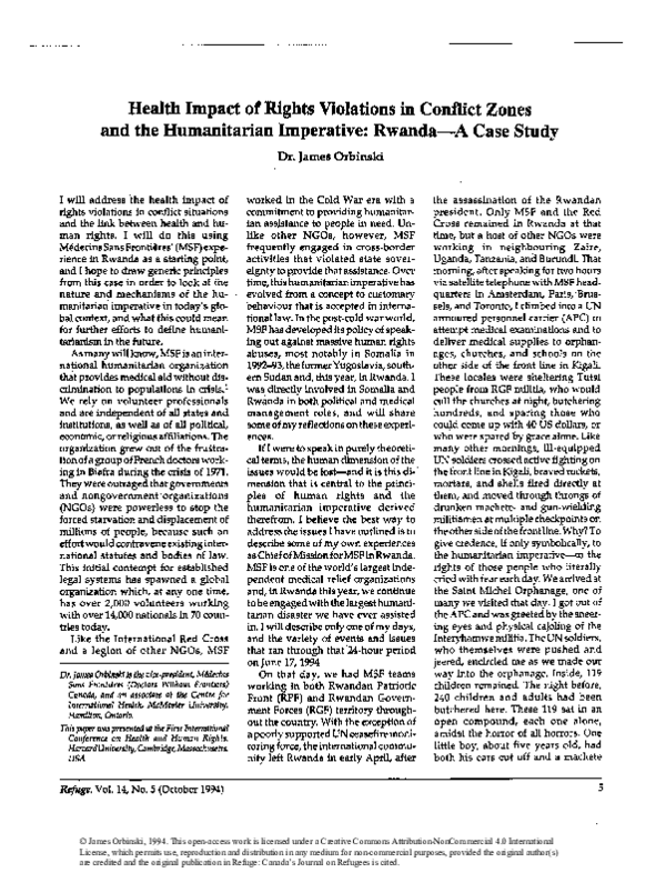(PDF) Health Impact of Rights Violations in Conf1ict Zones and the ...