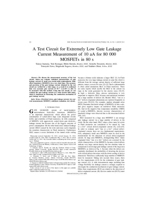(PDF) A Test Circuit for Extremely Low Gate Leakage Current Measurement ...