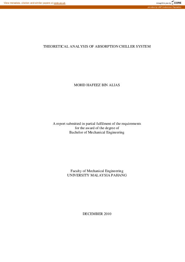 (PDF) Theoretical analysis of absorption chiller system