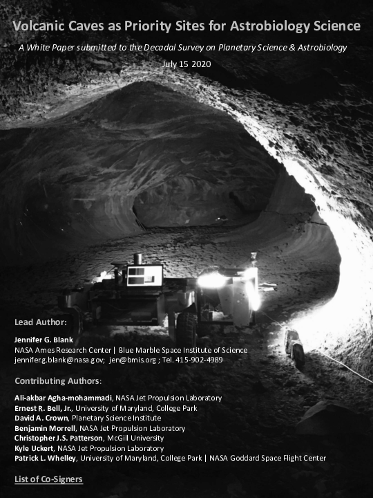 (PDF) Volcanic Caves as Priority Sites for Astrobiology Science