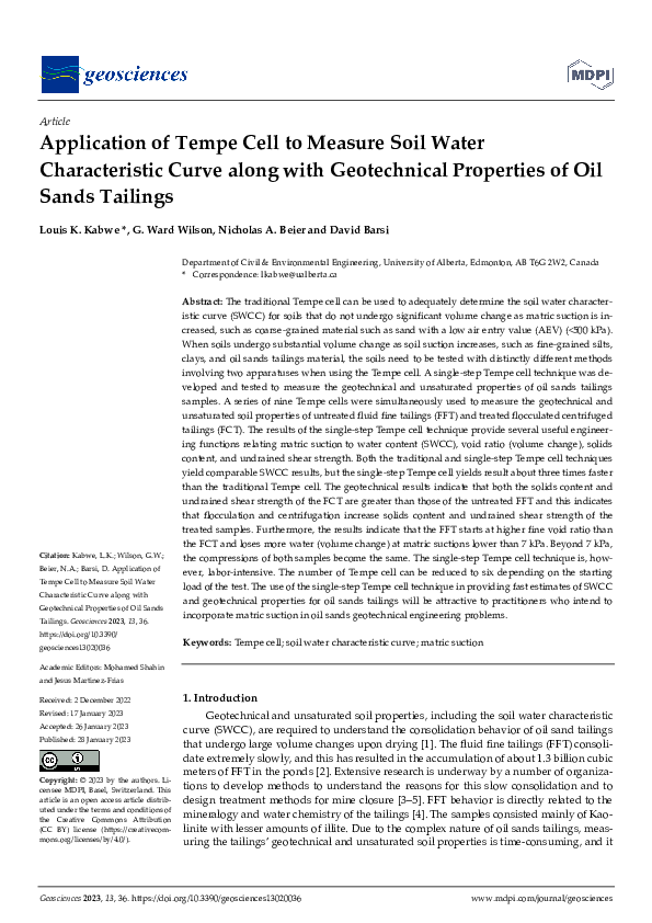 (PDF) Application of Tempe Cell to Measure Soil Water Characteristic ...