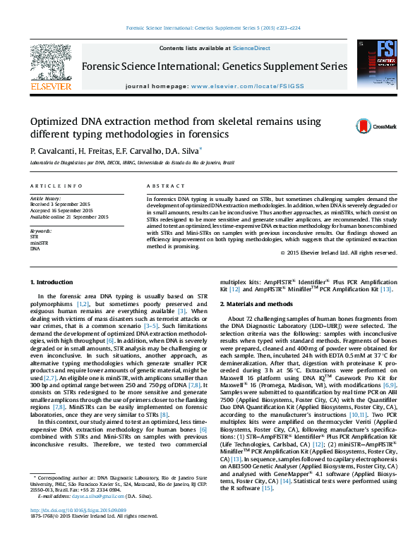 (PDF) Optimized DNA extraction method from skeletal remains using ...
