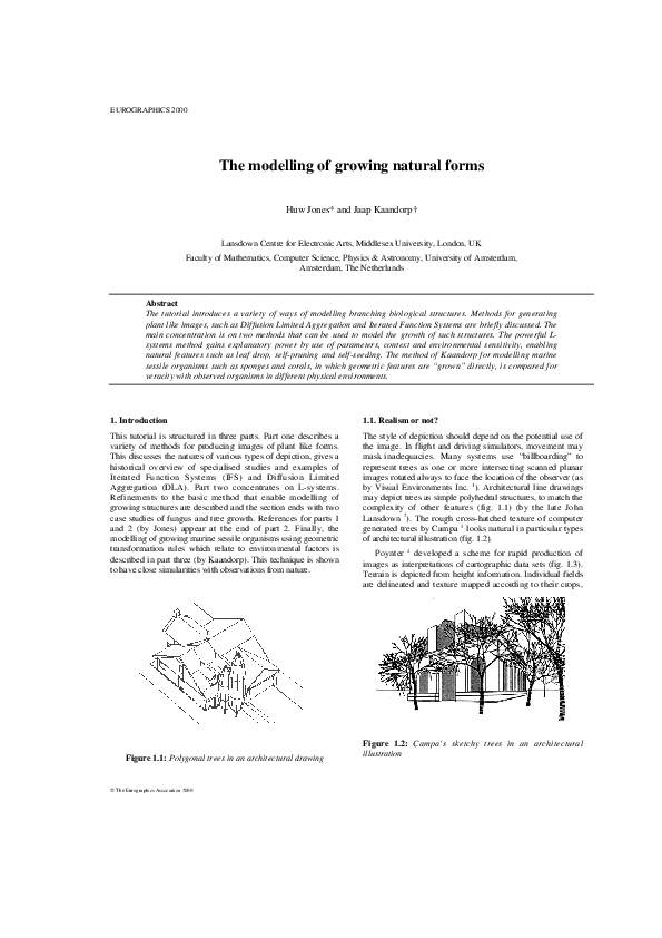 (PDF) The modelling of growing natural forms