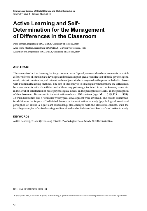 (PDF) Active Learning and Self-Determination for the Management of ...