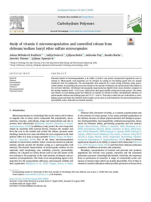 (PDF) Study of vitamin E microencapsulation and controlled release from ...