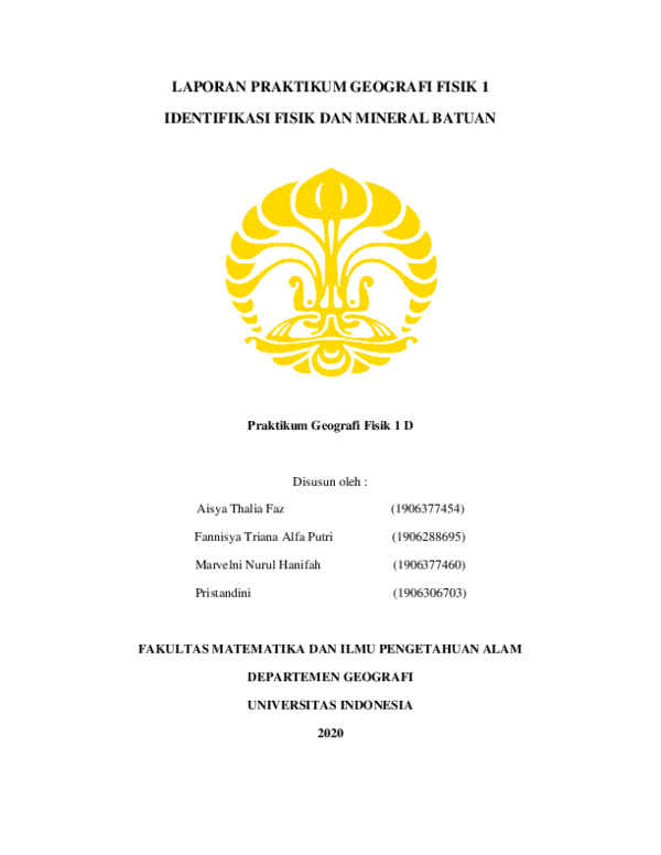 (PDF) Laporan Identifikasi Batuan Praktikum Geografi Fisik
