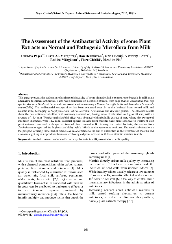 (PDF) The Assessment of the Antibacterial Activity of Some Plant ...