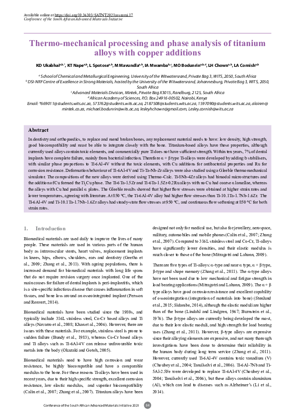 (PDF) Thermo-mechanical processing and phase analysis of titanium ...