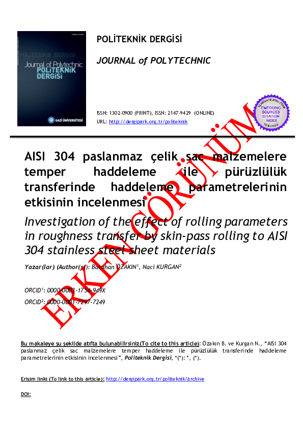 (PDF) Investigation of the Effect of Rolling Parameters in Roughness ...