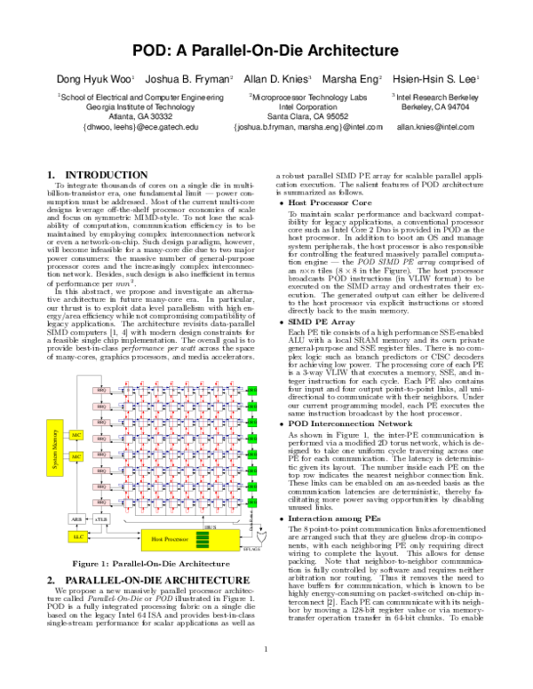 (PDF) POD: A Parallel-On-Die Architecture