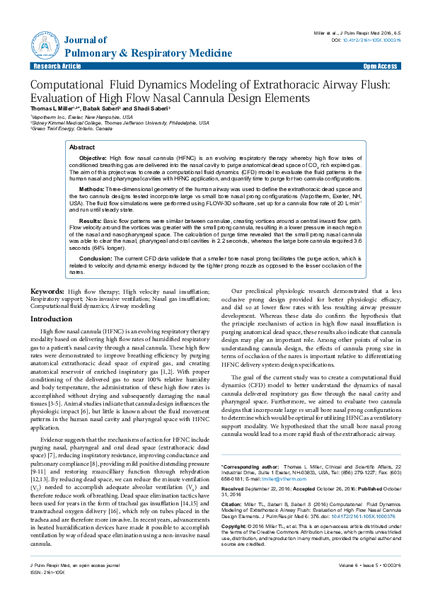 Pdf Computational Fluid Dynamics Modeling Of Extrathoracic Airway Flush Evaluation Of High