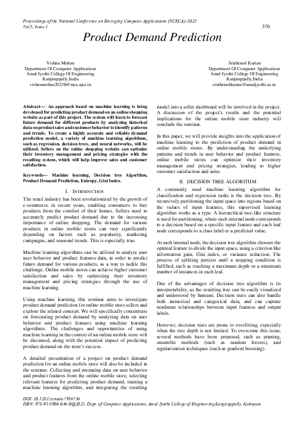 (PDF) Product Demand Prediction