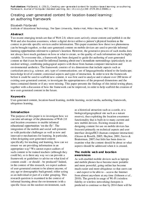 (PDF) Creating user-generated content for location-based learning: an ...