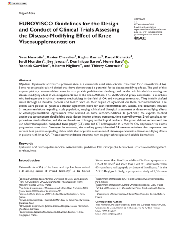 (PDF) EUROVISCO Guidelines for the Design and Conduct of Clinical ...