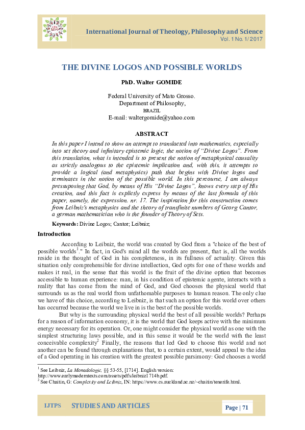 (PDF) Divine Logos: Metaphysics and Mathematics