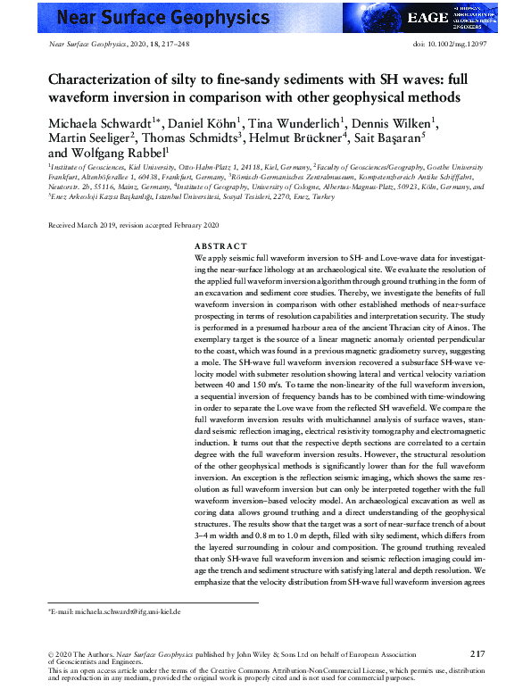 (PDF) Characterization of silty to fine‐sandy sediments with SH waves ...