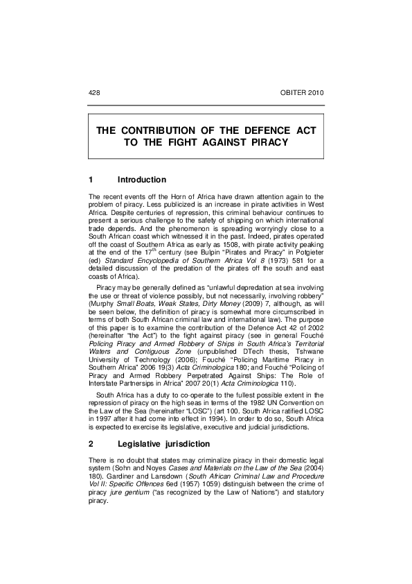 (PDF) The Contribution of the Defence Act to the Fight Against Piracy