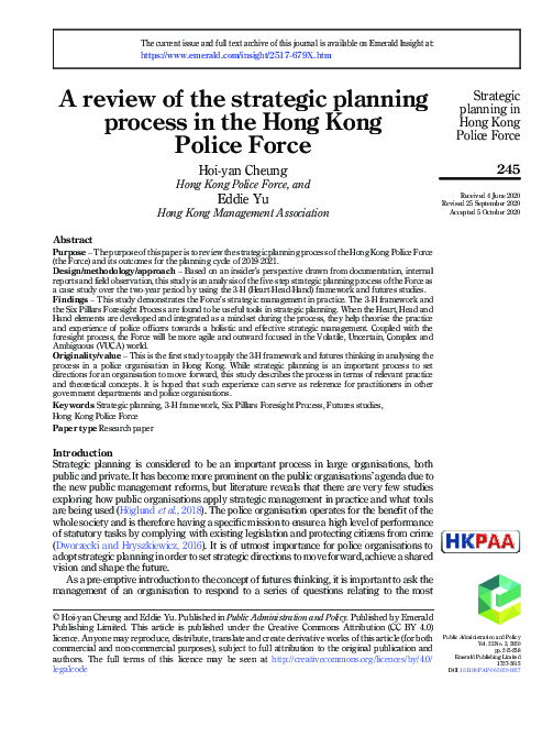 (PDF) A review of the strategic planning process in the Hong Kong ...