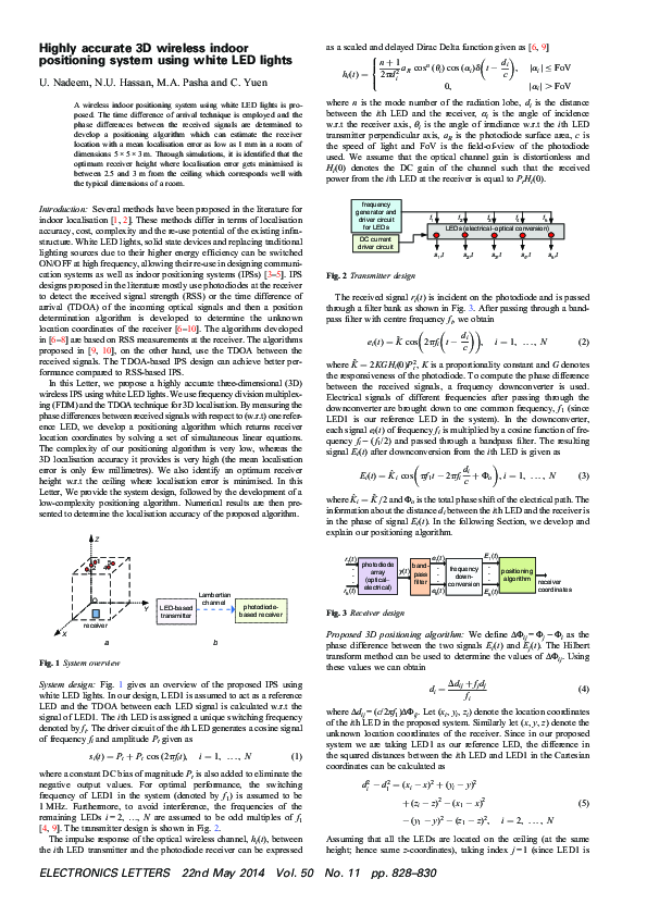 (PDF) Highly accurate 3D wireless indoor positioning system using white LED lights