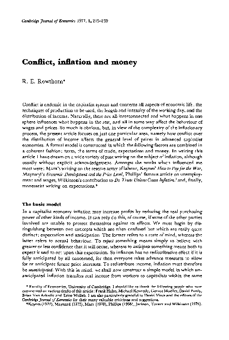 (PDF) Conflict, inflation and money
