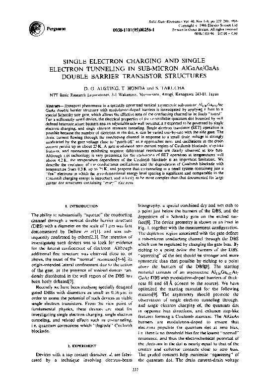 (PDF) Single electron charging and single electron tunneling in sub ...