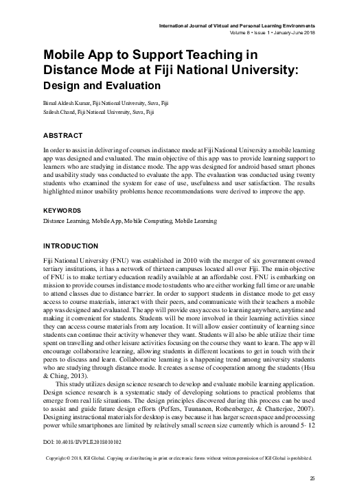 (PDF) Mobile App to Support Teaching in Distance Mode at Fiji National ...