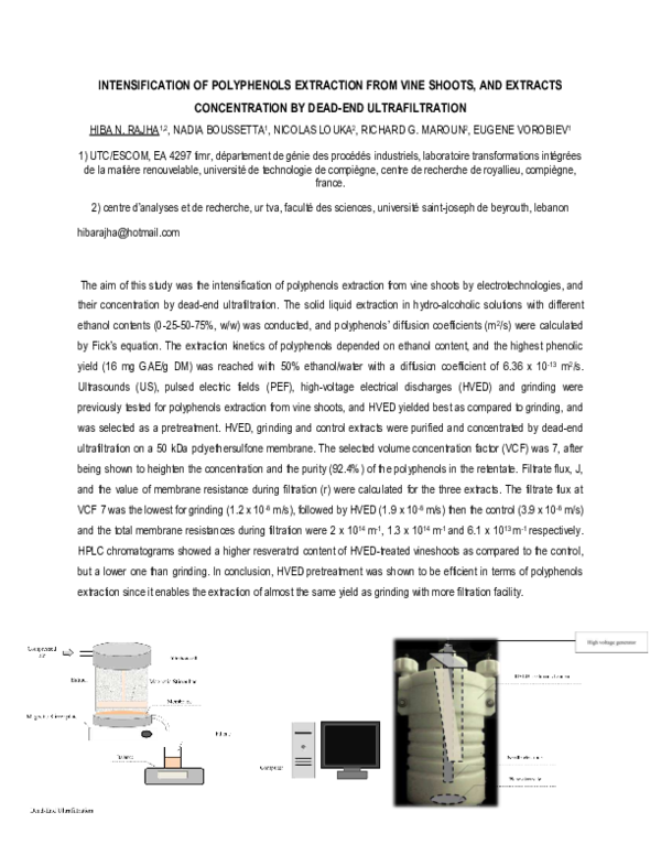 (PDF) Intensification of polyphenols extraction from grape seeds by ...