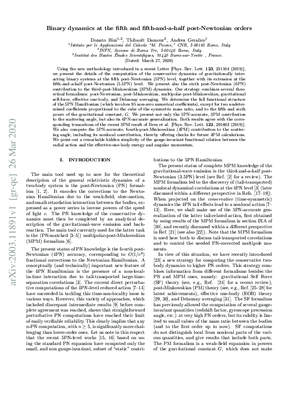 (PDF) Binary dynamics at the fifth and fifth-and-a-half post-Newtonian ...