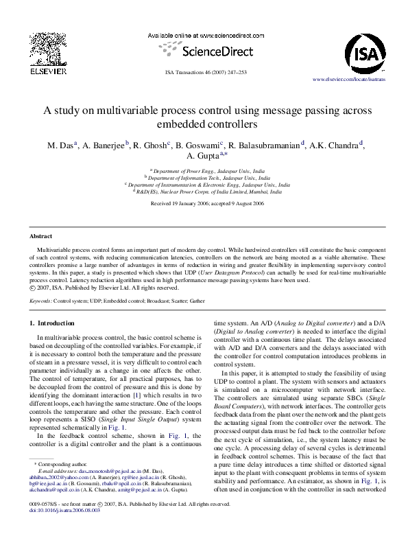 (PDF) A study on multivariable process control using message passing ...