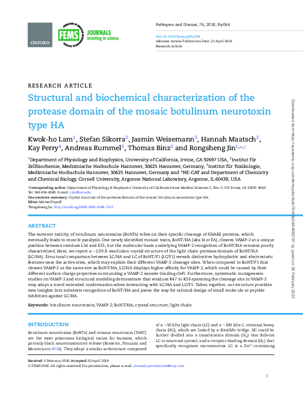 (PDF) Structural and biochemical characterization of the protease ...
