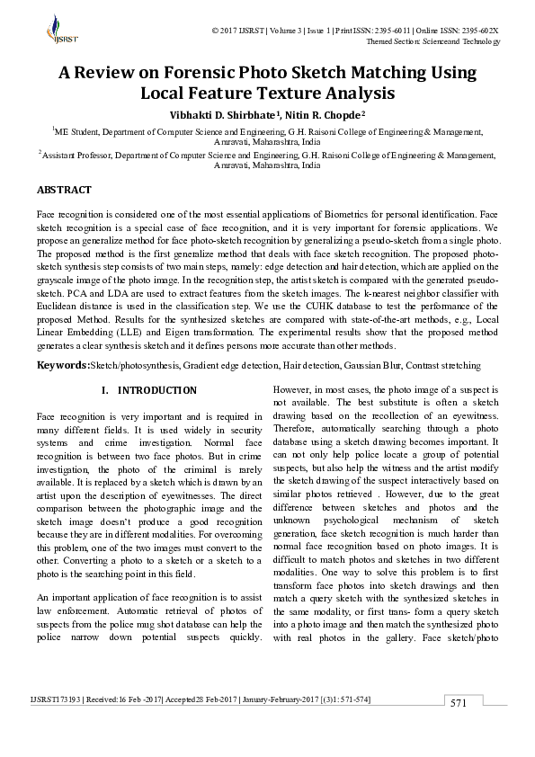 (PDF) A Review on Forensic Photo Sketch Matching Using Local Feature ...