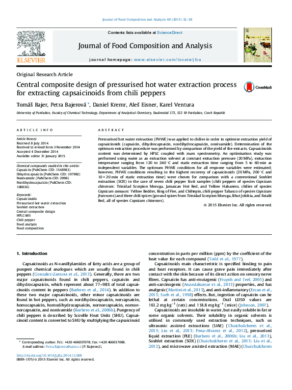 (PDF) Central composite design of pressurised hot water extraction ...