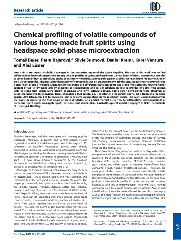 (PDF) Chemical profiling of volatile compounds of various home-made fruit spirits using ...