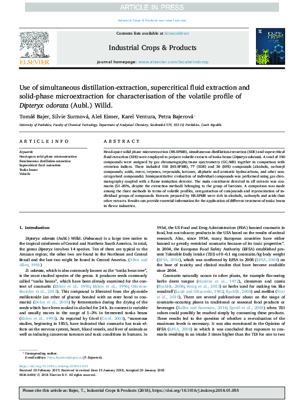 (PDF) Use of simultaneous distillation-extraction, supercritical fluid ...