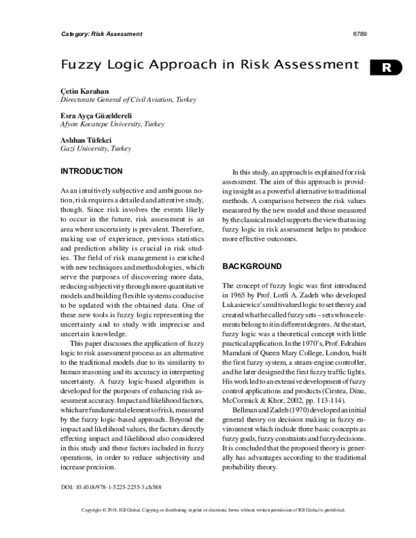 (PDF) Fuzzy Logic Approach in Risk Assessment