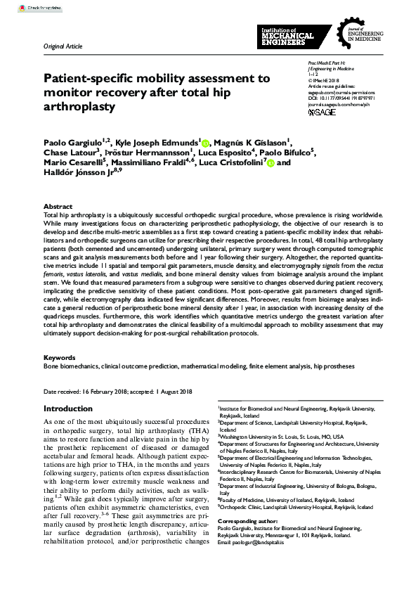 (PDF) Patient-specific mobility assessment to monitor recovery after ...