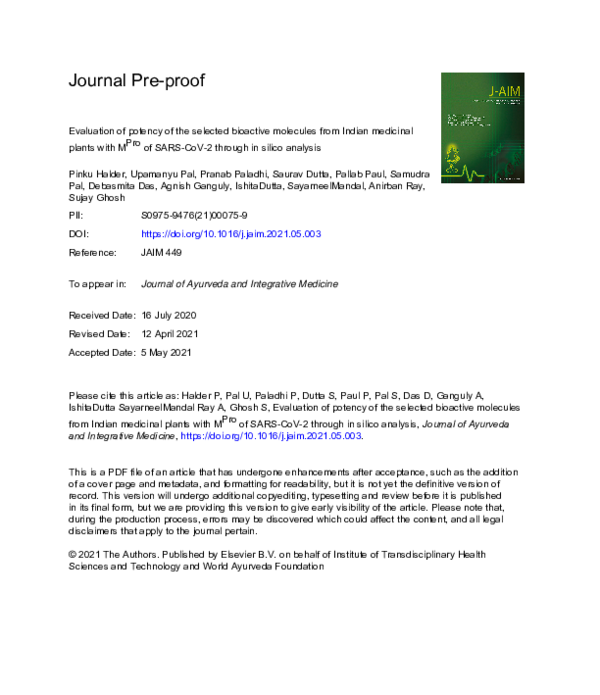 Pdf Evaluation Of Potency Of The Selected Bioactive Molecules From