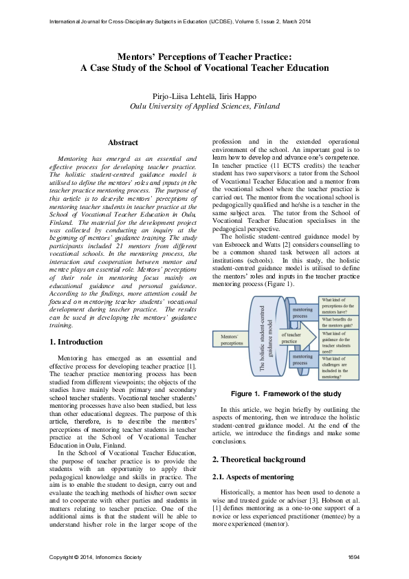 (PDF) Mentors’ Perceptions of Teacher Practice: A Case Study of the ...