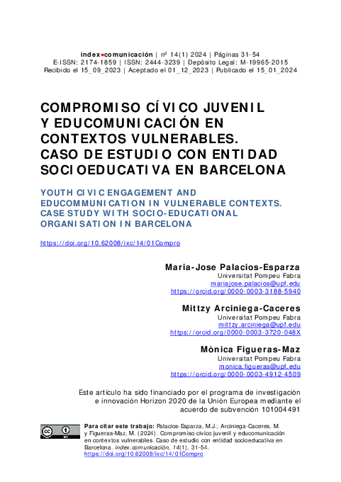 (PDF) [Artículo] Compromiso cívico juvenil y educomunicación en contextos vulnerables. Caso de ...