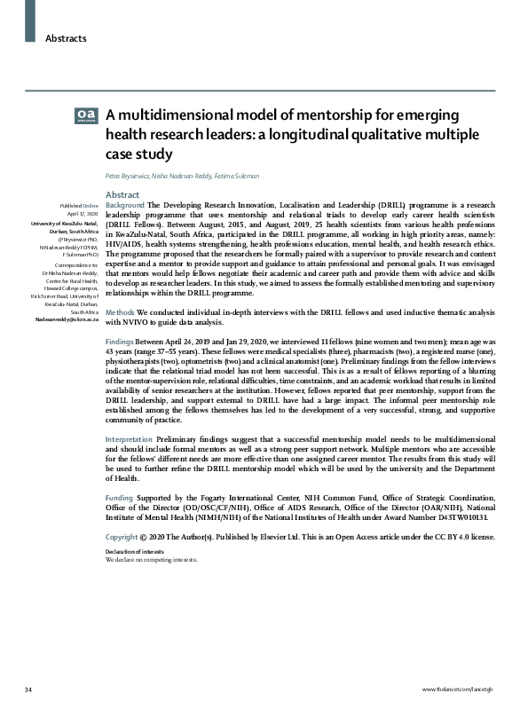 (PDF) A multidimensional model of mentorship for emerging health ...