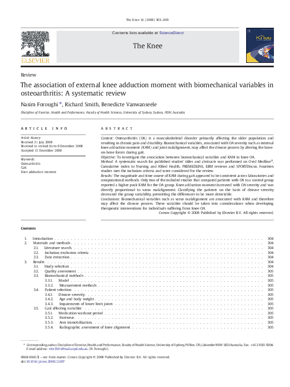 (PDF) The association of external knee adduction moment with ...