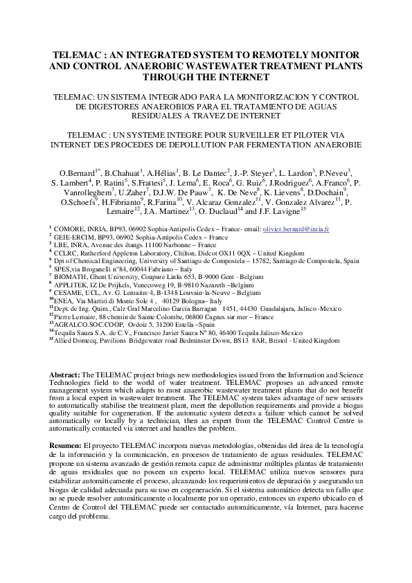 (PDF) Telemac: Un Systeme Integre Pour Surveiller et Piloter via ...