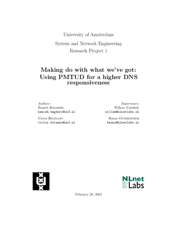 (PDF) Making do with what we’ve got: Using PMTUD for a higher DNS ...