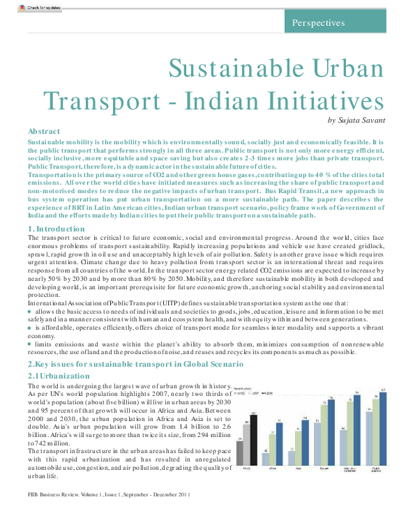 (PDF) Sustainable Urban Transport Initiatives in India