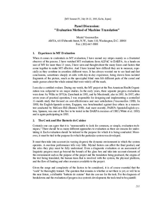 (PDF) Evaluation Method of Machine Translation