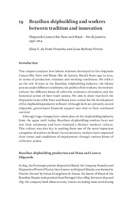 (PDF) 19. Brazilian shipbuilding and workers between tradition and ...