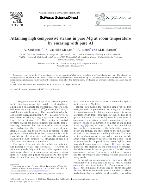 (PDF) Attaining high compressive strains in pure Mg at room temperature ...
