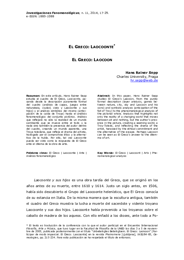 (PDF) El Greco: Laocoonte